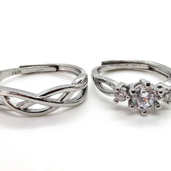 Jewelry | 2pcs Sterling Silver Love Intertwined Matching Couple Rings ...